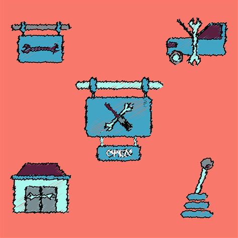 벡터 아이콘 및 자동차 서비스 장비 컬렉션 Ai Eps Uidownload