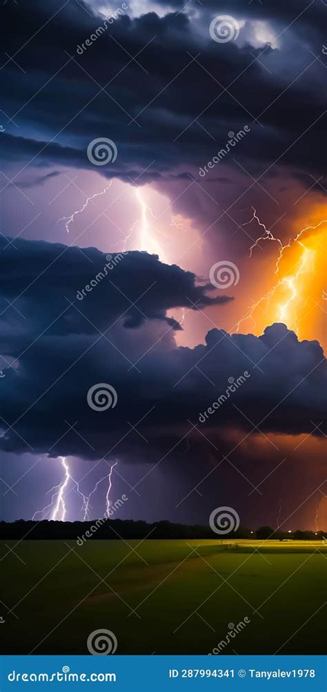 Thunderclouds With Thunderstorm Tornado Hurricane Dark Dramatic