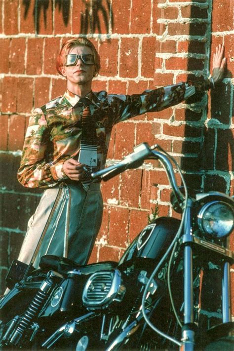 David Bowie With Goggles And Motorcycle Photographed By Steve Schapiro