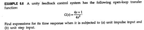 Solved Example 66 A Unity Feedback Control System Has The Following