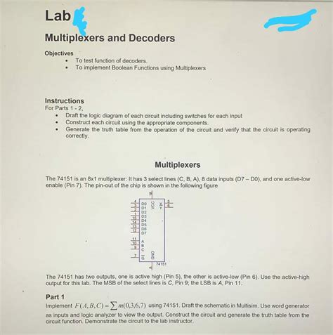 Solved Lab Multiplexers And Decoders Objectives To Test Chegg
