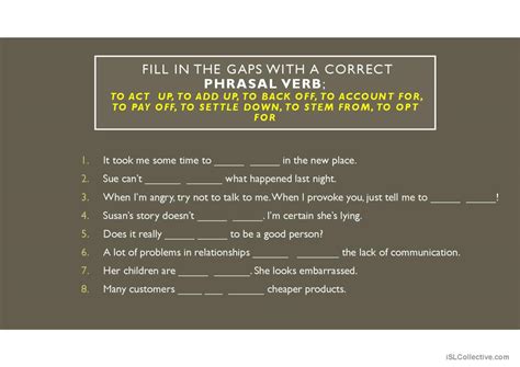 Phrasal Verbs Class Discussion Start English Esl Powerpoints