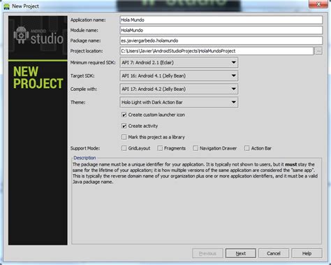 Primer proyecto Hola Mundo con Android Studio Sitio Web de Javier García Escobedo