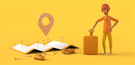 여행 가방 지도 로케이터 및 쌍안경을 가진 남자 여행 컨셉 공간을 복사합니다 3d 일러스트레이션 만화 3차원 형태에 대한 스톡 사진 및 기타 이미지 Istock