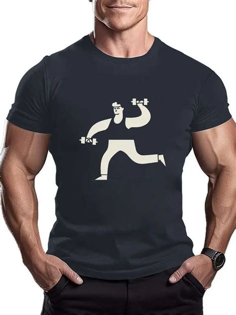 Dumbbell Workout Print T Shirt Tees Men Casual Short Sleeve Temu Canada