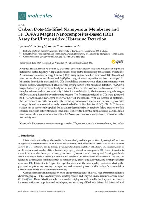 Pdf Carbon Dots Modified Nanoporous Membrane And Fe3o4au Magnet