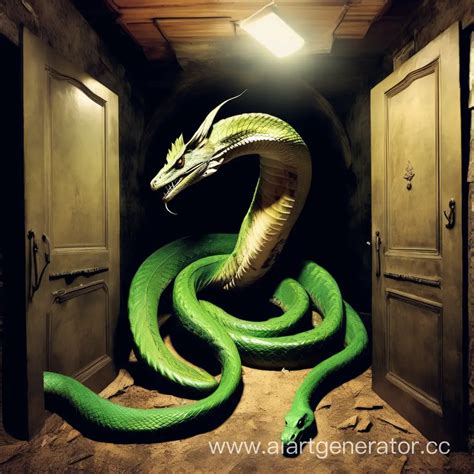 Mysterious Encounter Giant Basilisk Snake In A Hidden Chamber Ai Art