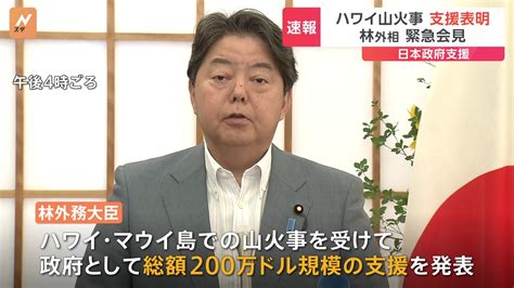 林外務大臣、ハワイ山火事で支援を表明 約2億9000万円規模、避難場所や食料提供など Tbs News Dig