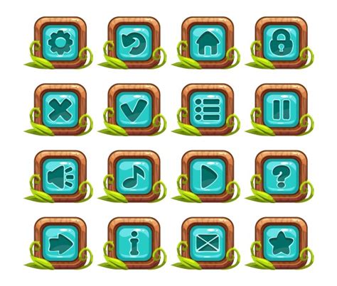 Cartoon Level Selection Game Screen Wooden Gui Vector Image