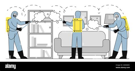disinfection of premises vector linear concept stock vector image and art