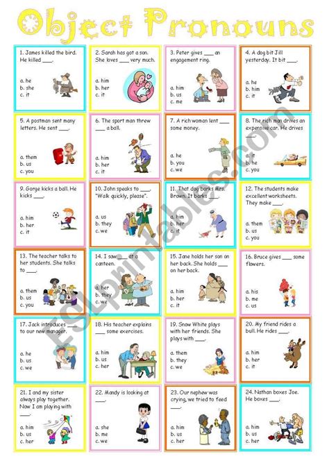 Double Object Pronouns Worksheet