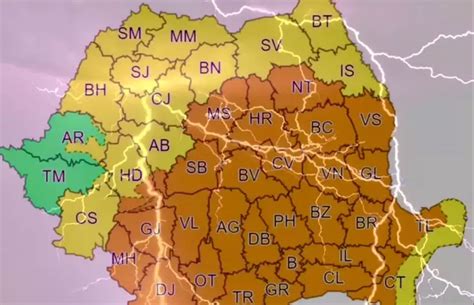 VÂLCEA sub cod PORTOCALIU de FURTUNI Ploi abundente descărcări