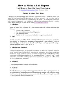Science Lab Report Template Formal Report Outline