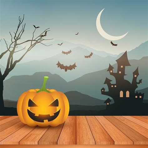Halloween Pumpkin Against Spooky Landscape 209634 Vector Art At Vecteezy