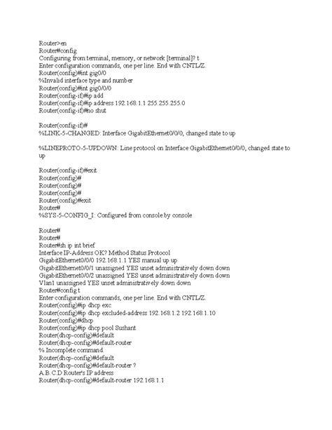 Dhcp Config Routeren Routerconfig Configuring From Terminal Memory
