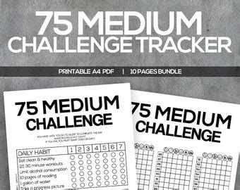 75 Day Customizable Printable Challenge Tracker Bundle 75 Custom