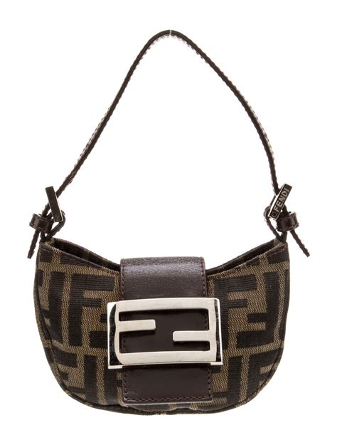 Fendi Zucca Ff Shoulder Bag Vintage Brown Mini Bags Handbags