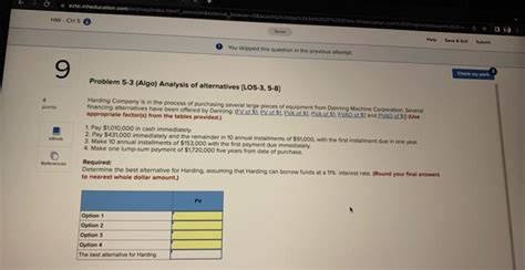 Solved Problem 5 3 Algo Analysis Of Alternatives LO5 3 Chegg