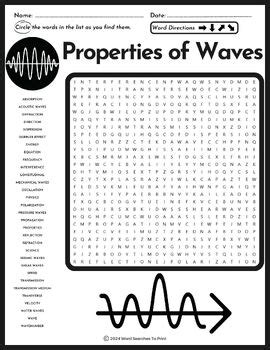 Properties Of Waves Word Search Puzzle By Word Searches To Print