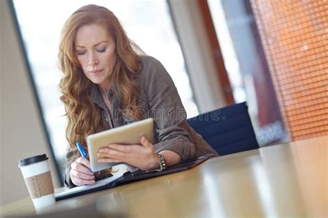 Writing Documents And Woman With Tablet In Office For Internet Email