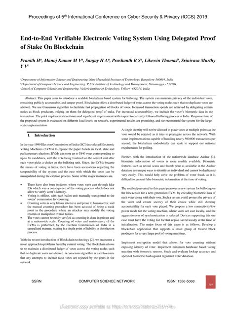 PDF End To End Verifiable Electronic Voting System Using Delegated