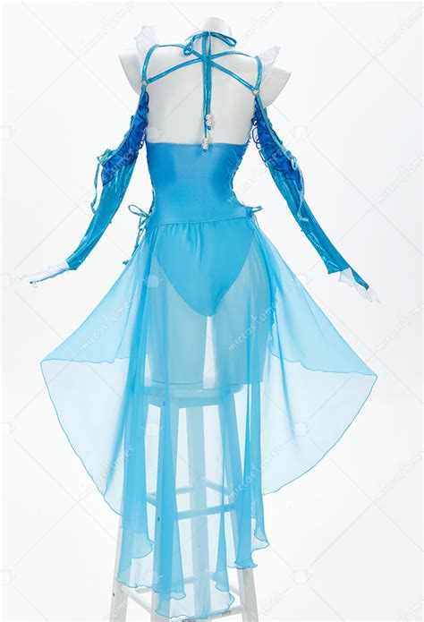 Women PM Derivative One Piece Swimsuit Costume Blue Sexy Cutout Bathing Suit Cosplay Top