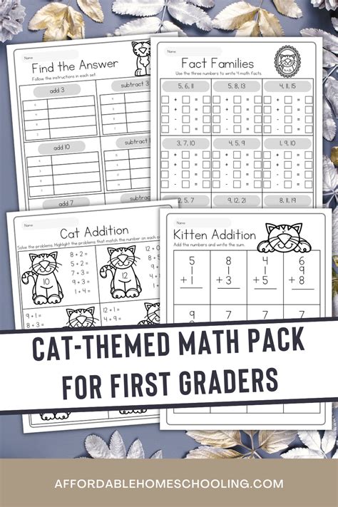 Printable Cat Math Worksheets For First Grade