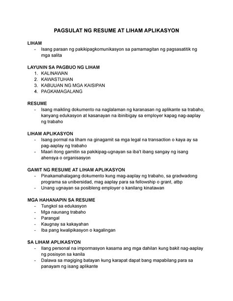 Pagsulat Ng Liham Aplikasyon