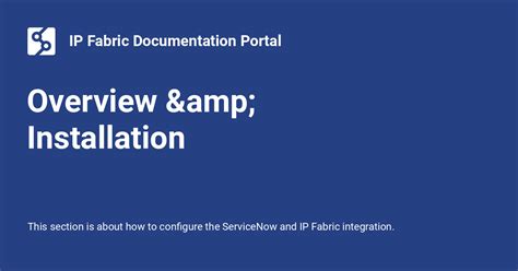 overview and installation ip fabric documentation portal
