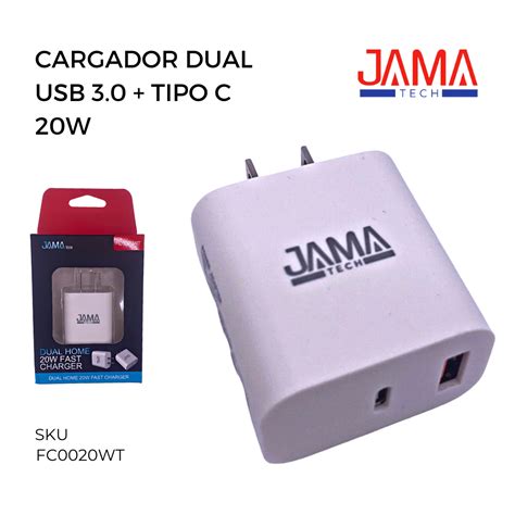 CARGADOR DE PARED DUAL USB TIPO C W Jama Tech
