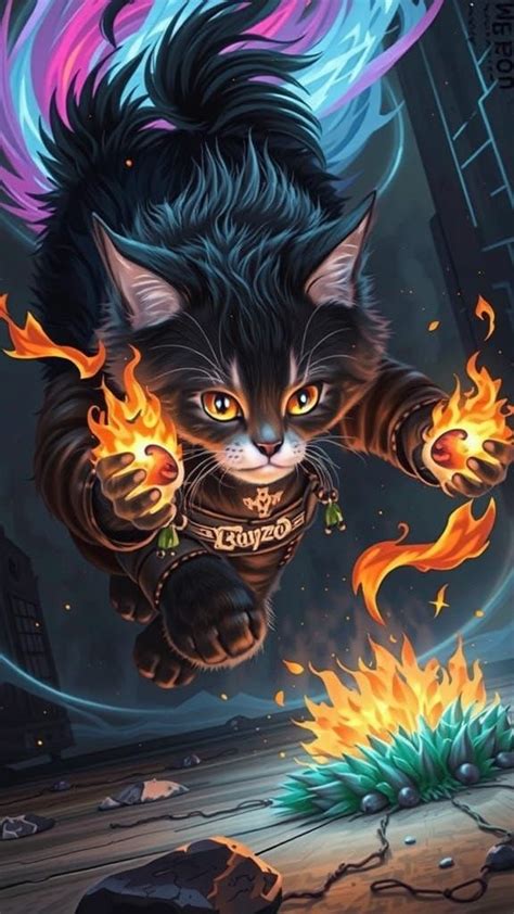 Chibi Demonic Kitten Conjures Flames In Whimsical Ai Art