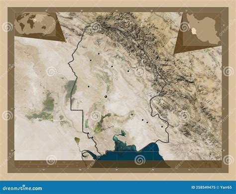 Khuzestan Iran Low Res Satellite Major Cities Stock Illustration