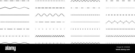 Dashed Straight Wavy And Zig Zag Line Set Dotted Dividers Or Separators Design Element