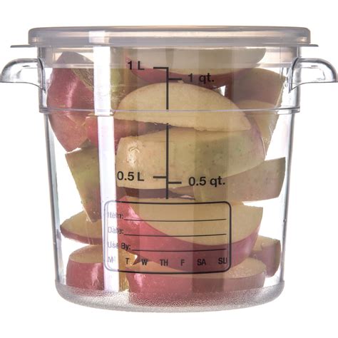StorPlus Round Food Storage Container Qt Clear Carlisle FoodService Products