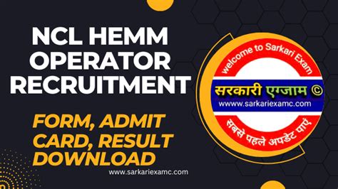 Ncl Hemm Operator Recruitment Online Form 2023 Sarkari Exam