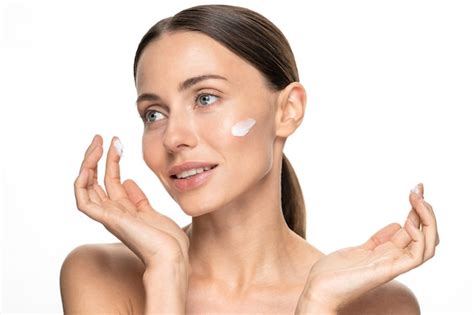 Premium Photo Close Up Of Half Naked Woman Applying Anti Age Wrinkle