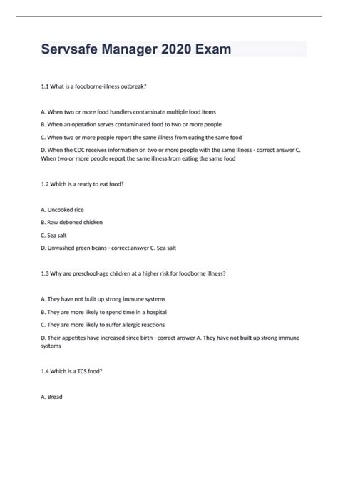 Servsafe Manager 2020 Exam Updated Question And Answers Servesafe Stuvia Us