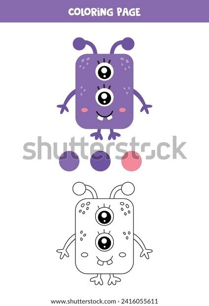 Coloring Page Cute Cartoon Purple Monster Stock Vector Royalty Free