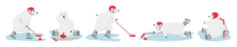 북극곰 아이스하키 훈련 재미있는 만화 겨울 스포츠 마스코트 겨울 스포츠에 대한 스톡 벡터 아트 및 기타 이미지 겨울 스포츠
