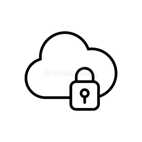 Cloud Computing With Padlock Line Style Icon Stock Vector Illustration Of Padlock Guard