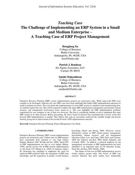 PDF Teaching Case The Challenge Of Implementing An ERP System In A Small And Medium Enterprise