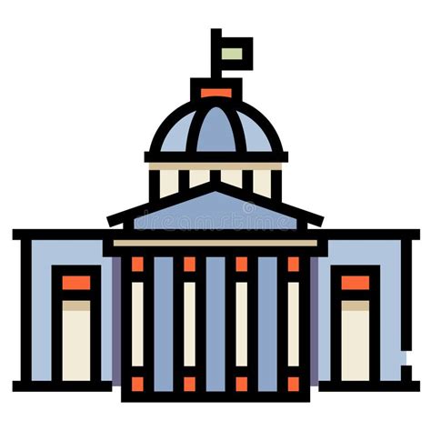 Los Iconos Del Edificio Del Gobierno Fijados De Teatro De La Biblioteca