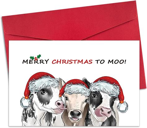 Ogeby Funny Cow Christmas Card With Envelopes Cutes For