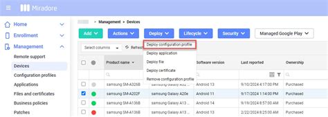 enabling a screen lock passcode policy for a number of devices miradore
