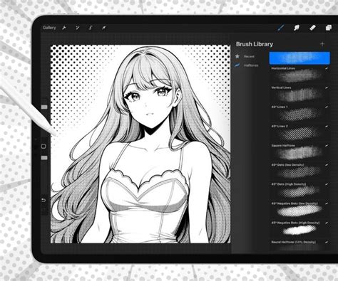 Artstation Procreate Manga Screentone Brushes Halftone Comic Brushes