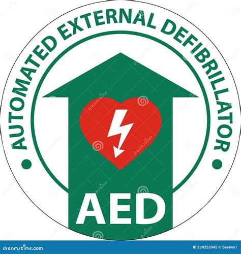 Floor Sign Aed With Defib Heart Red Border Floor Sign Stock Vector