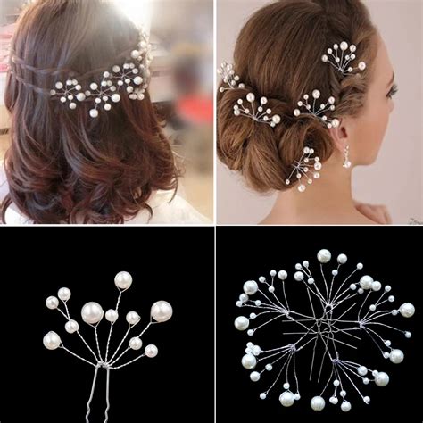 5pcs Women Fashion Hairpins Simulate Pearl Hairstyles Wedding Bridal