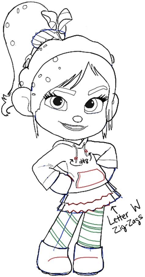 How To Draw Vanellope Von Schweetz Or Glitch From Wreck It Ralph Step