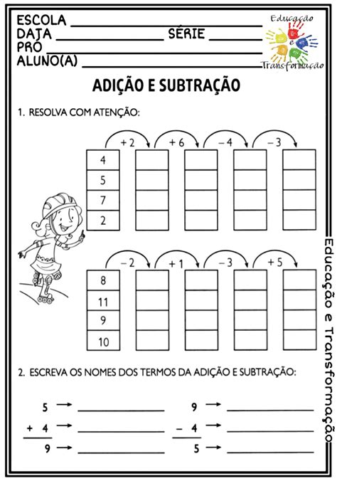 Adição E Subtração Atividade Integrada Para Trabalhar Adição E