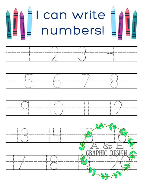 Learn To Write Numbers Practice Writing Worksheet Number Tracing Home Babe Numbers 1 20 Etsy